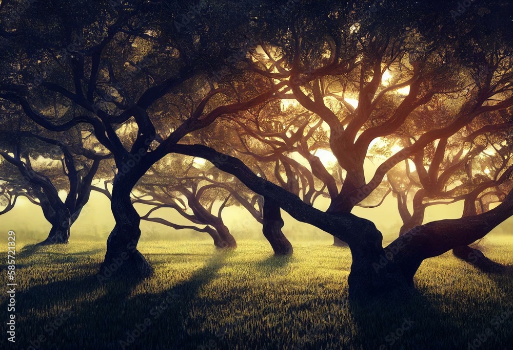 Centennial trees with roots are a symbol of strength. Generative AI ...