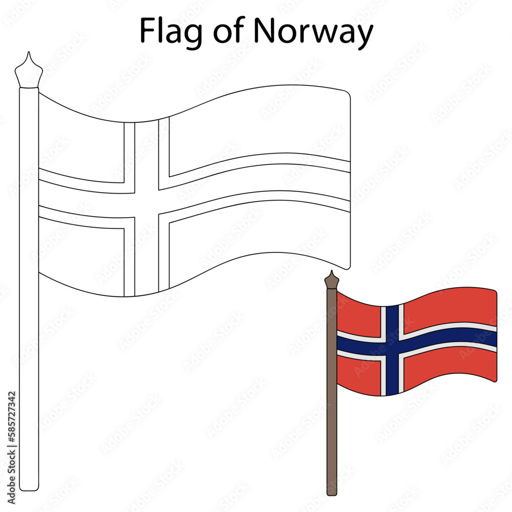 Flag of Norway. Color the flag according to the given example. Vector ...