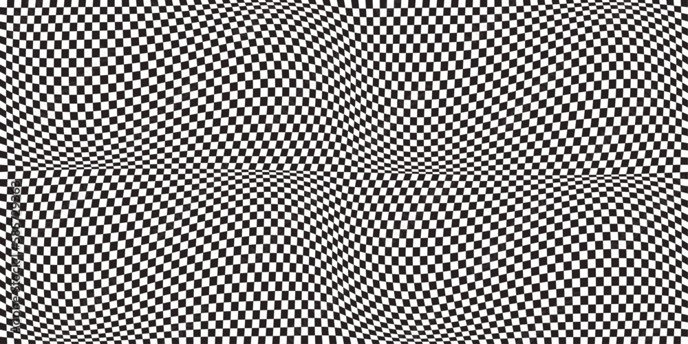 Checkered grid. Vector racing flag made of raised canvas. Black and ...