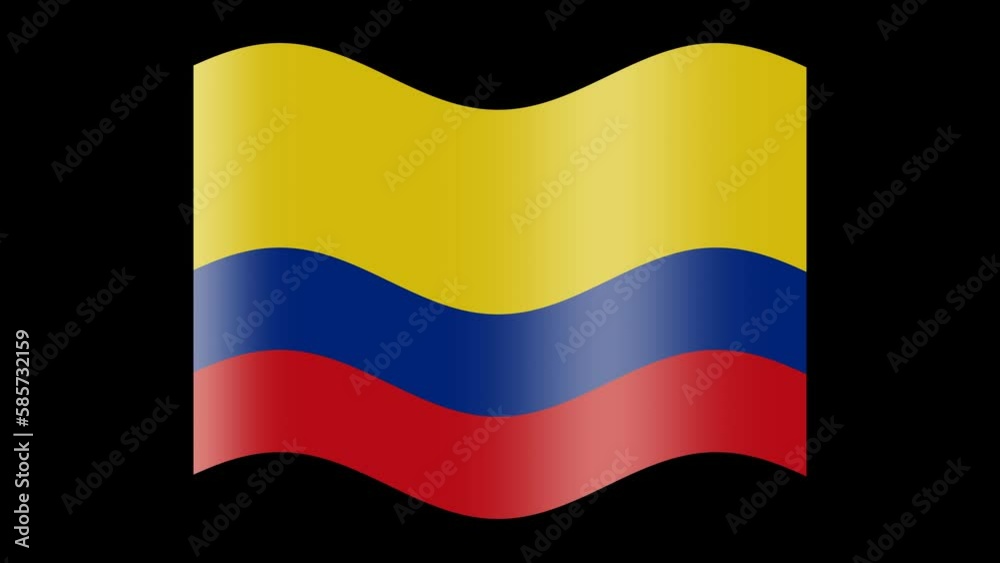Animated colombia flag. Tricolor. Colombian flag icon. The waving ...