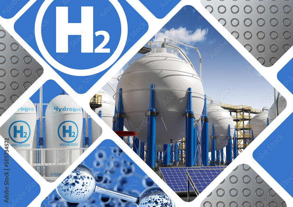 H2 energy. Hydrogen production. H2 generation facility. Hydrogen gas ...