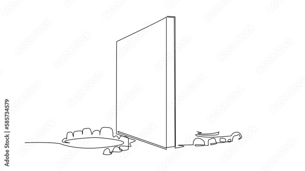 Single one line drawing businesswoman digging tunnel under wall or ...