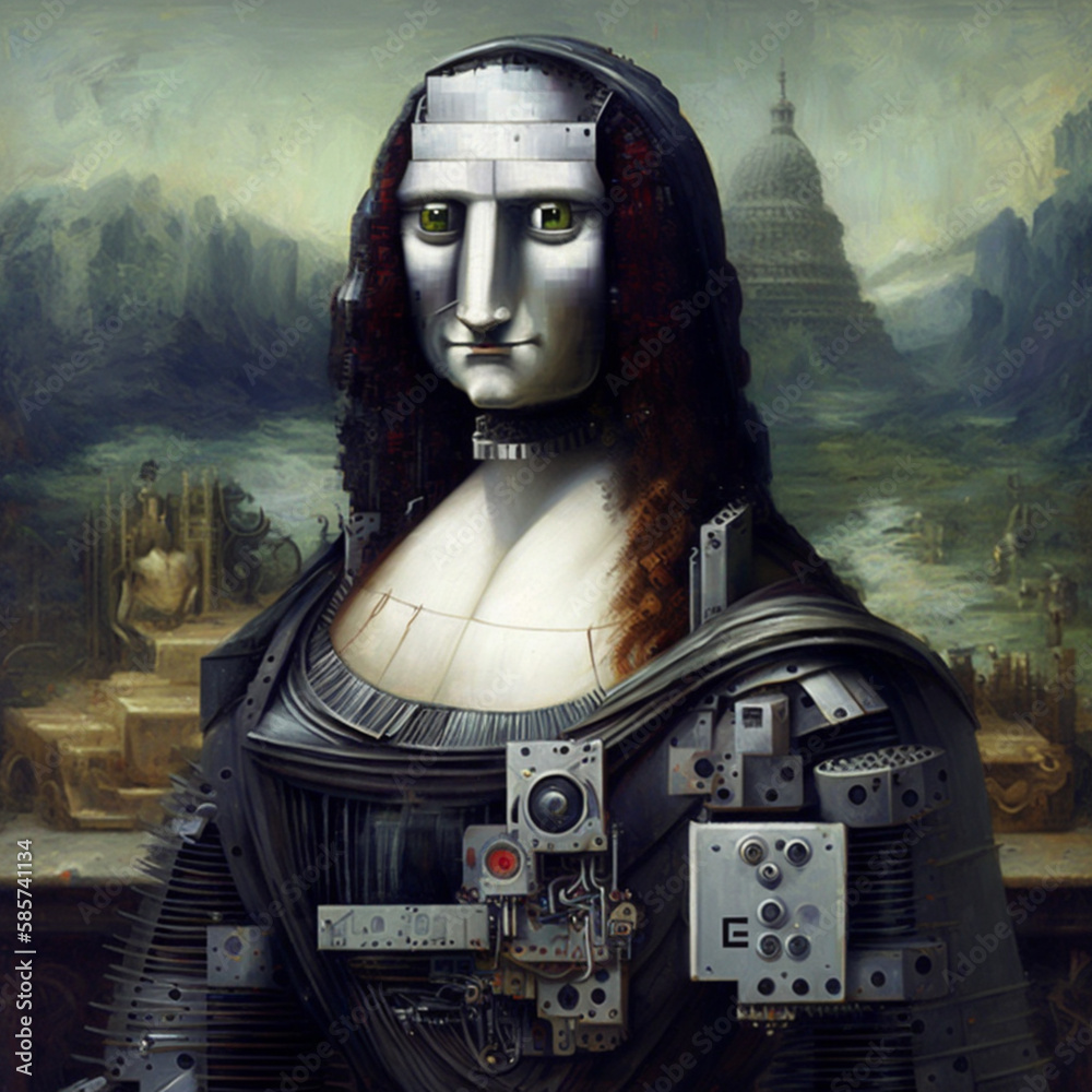 Mona Lisa Robot Stock Illustration | Adobe Stock
