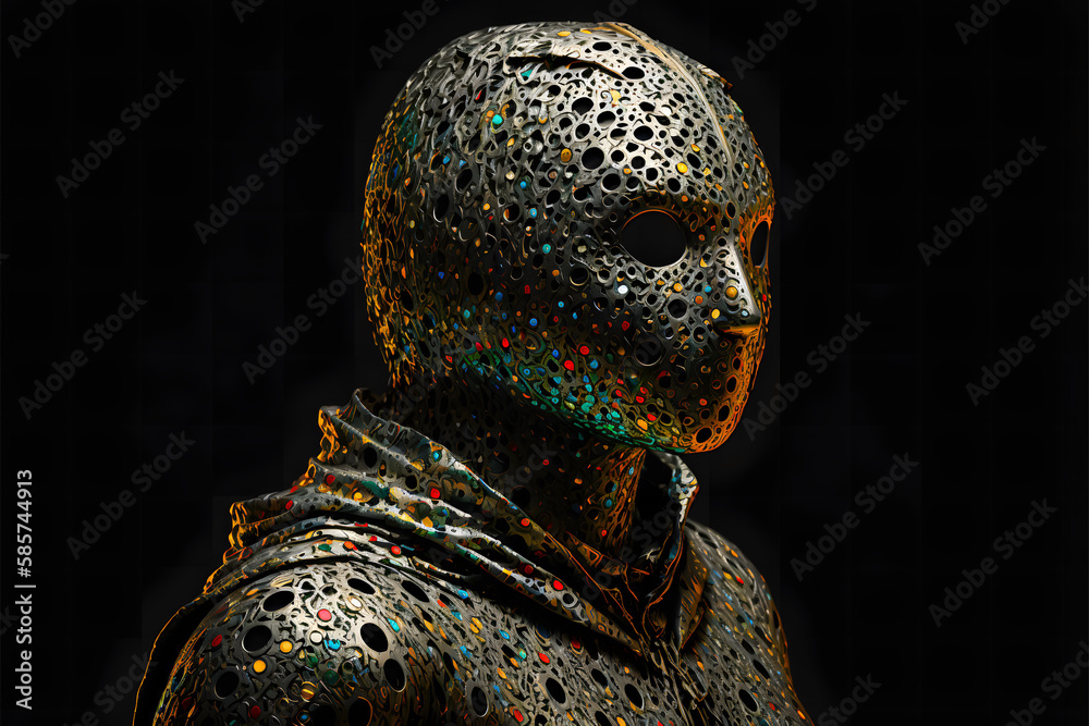 Masked maniac created with generative AI technology Stock Illustration ...