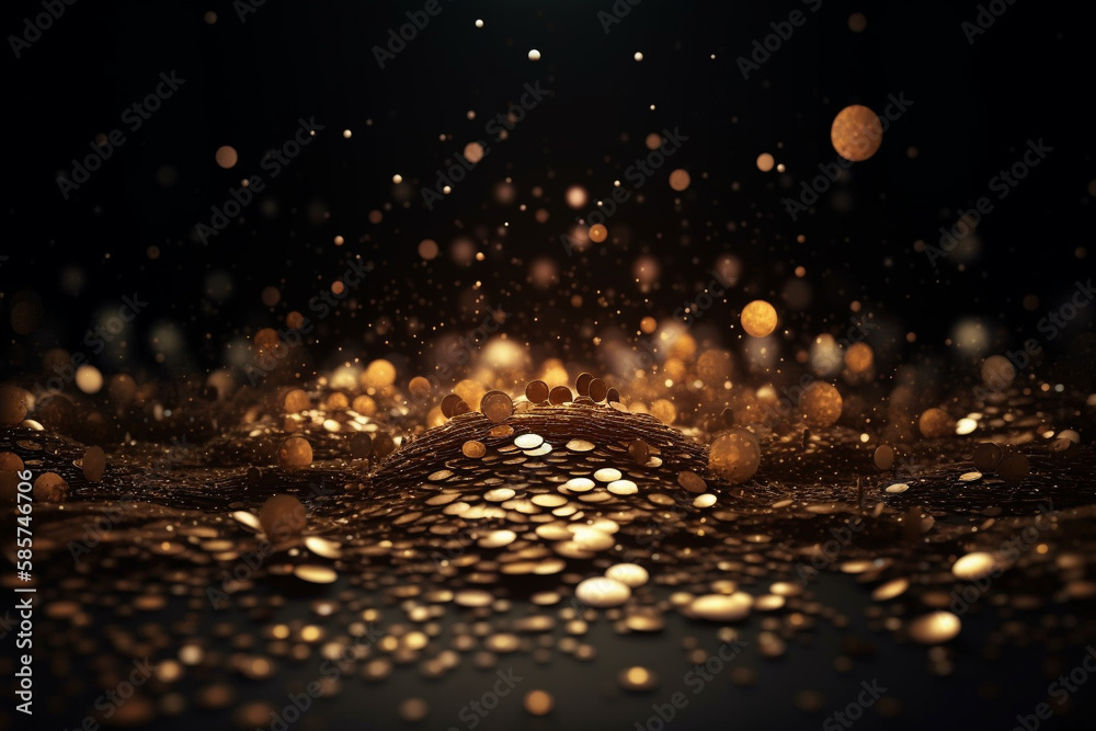 Glittering Gold Dust Background on a dark background with gold ...