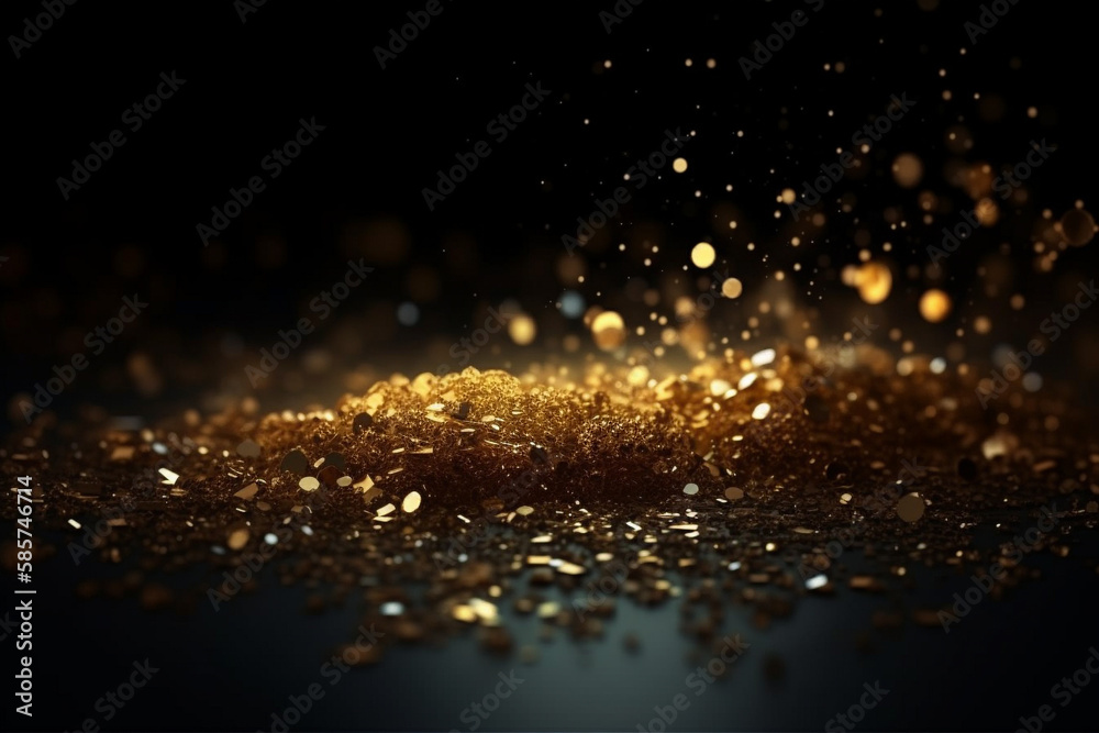 Glittering Gold Dust Background on a dark background with gold ...