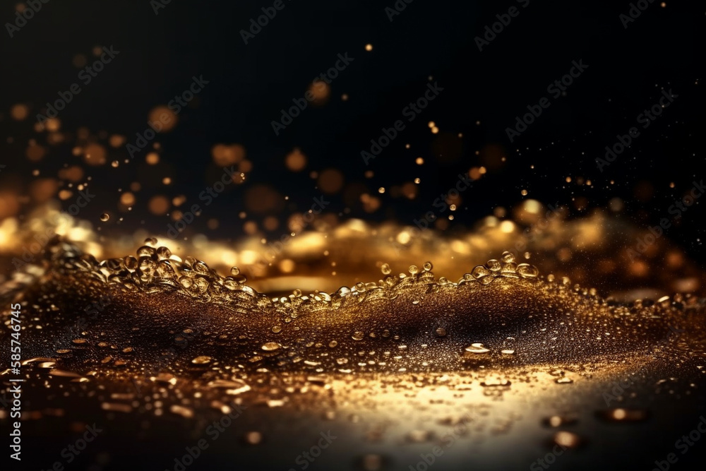 Glittering Gold Dust Background on a dark background with gold ...