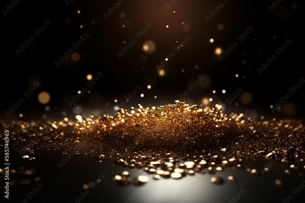 Glittering Gold Dust Background on a dark background with gold ...