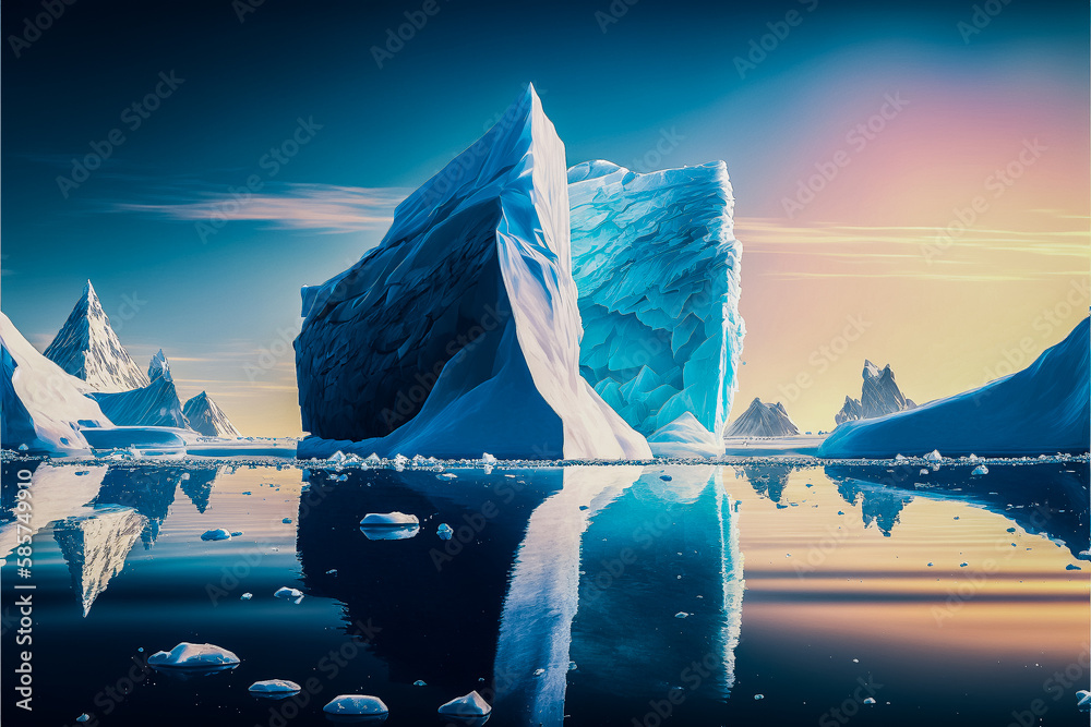 La banquise, paysage de glace de l'Antarctique avec iceberg ...