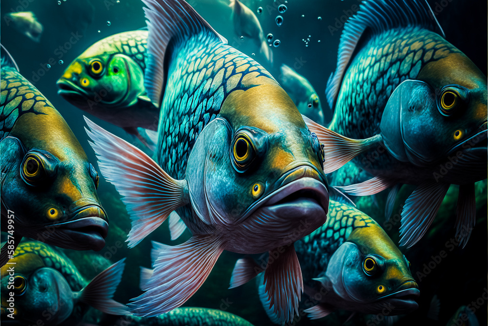 Poissons géants dans les profondeurs de l'océan - Générative iA Stock ...