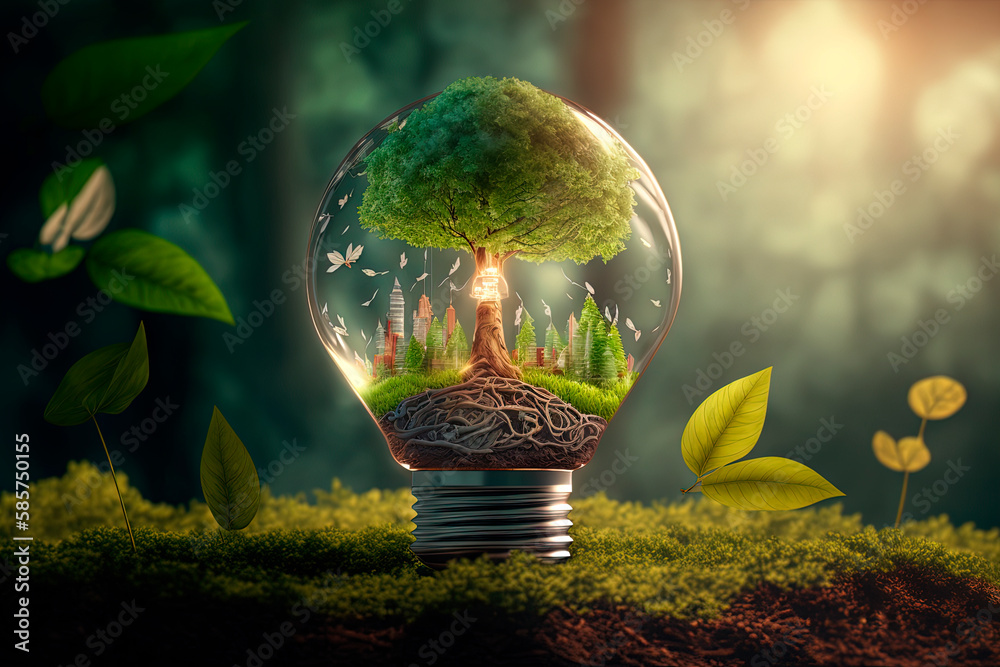 Sustainable development concept. Renewable energy, eco friendly ...