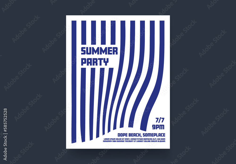 Summer Party Striped Poster Template Stock Template | Adobe Stock