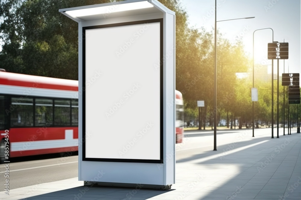 Vertical LED Billboard in Public Place. Bus stop billboard. Blank ...
