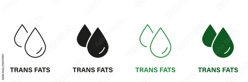 Transfat in Product Food. Oil Black and Green Symbol. Free Trans Fat ...