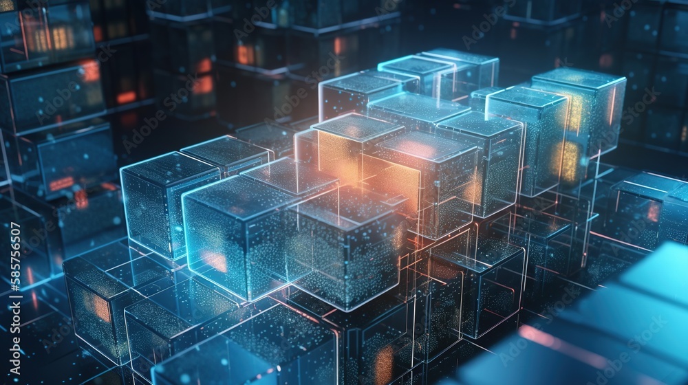 3D rendering of abstract technology concept. Futuristic cyberspace ...