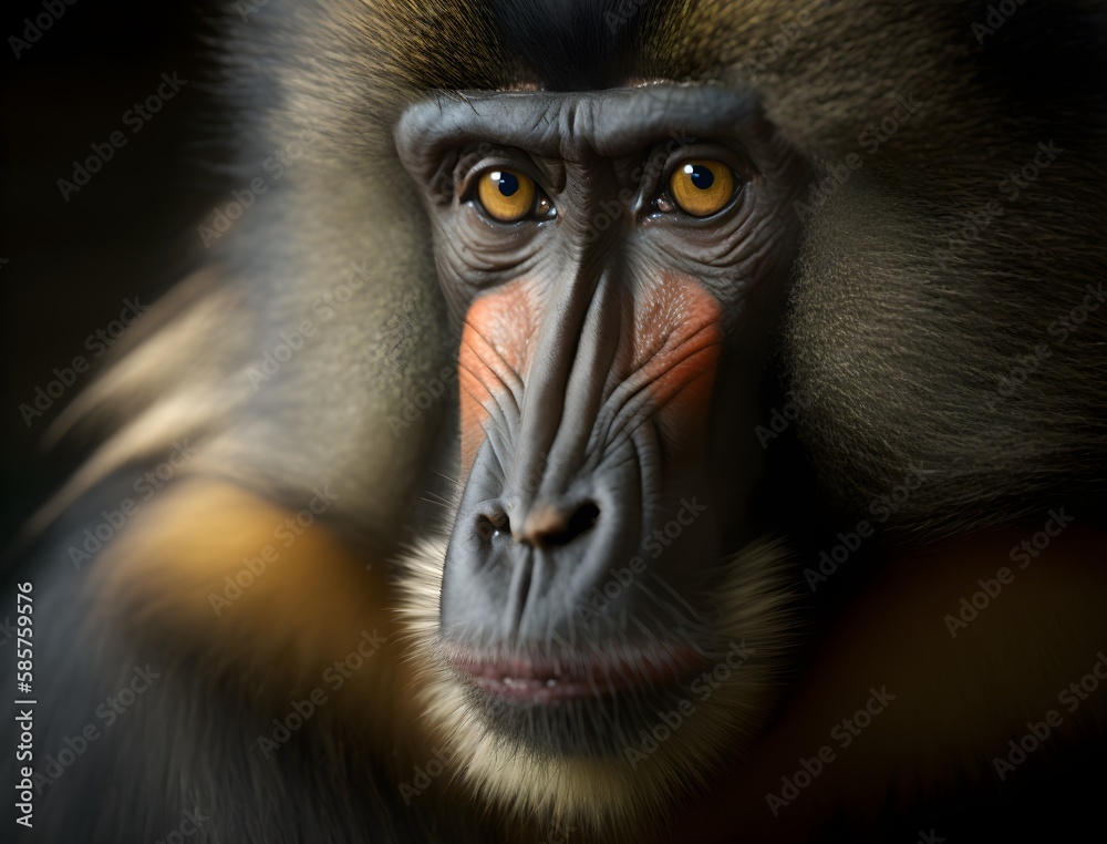 Mandrill Face: A Close-Up Look at the Colorful Primate Mandrill face is a stunning image that ...