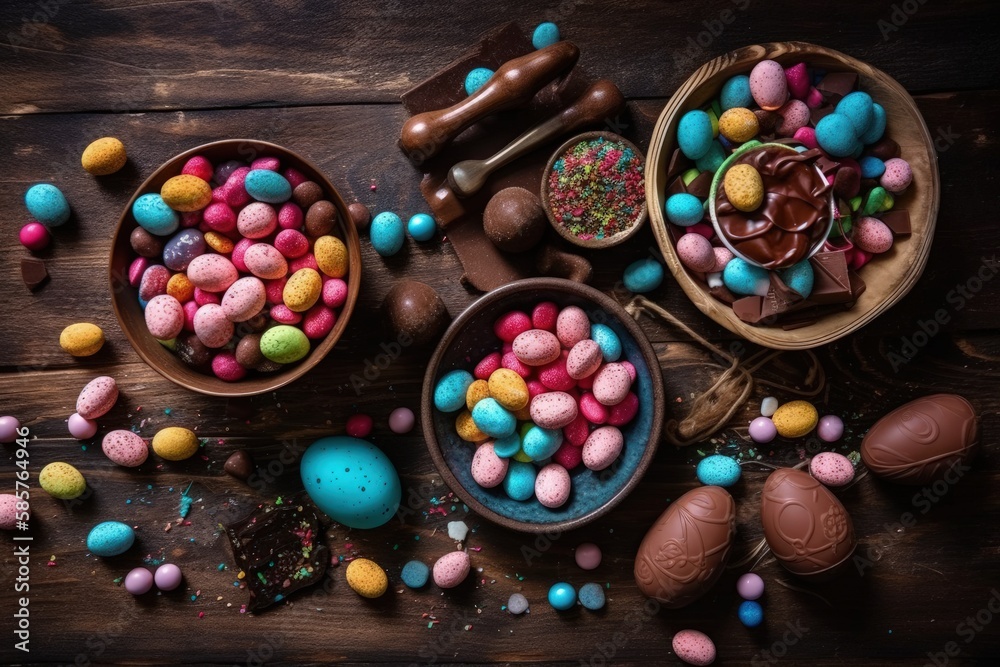 colorful candy buffet on a table with various types of candies and ...