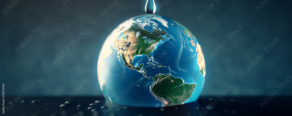 Save Water, Save Earth. Water drop with earth for World Water Day ...