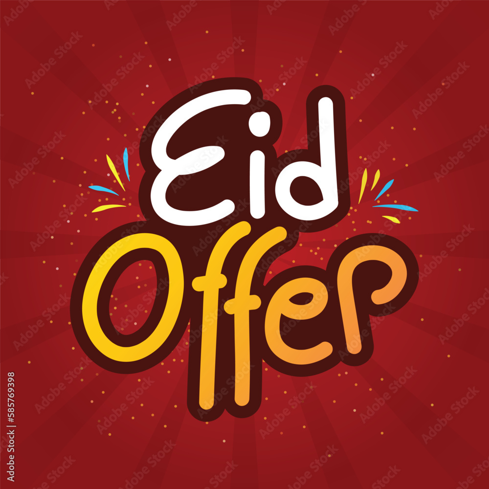 Eid Offer lettering Logo with confetti. Eid sale greeting template ...
