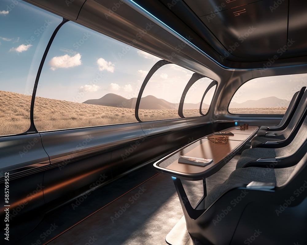 Transportation of the future in a futuristic hyperloop train Stock ...