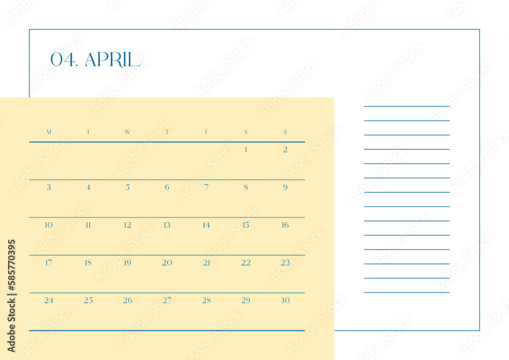 April 2023 simple design digital and printable calendar template ...