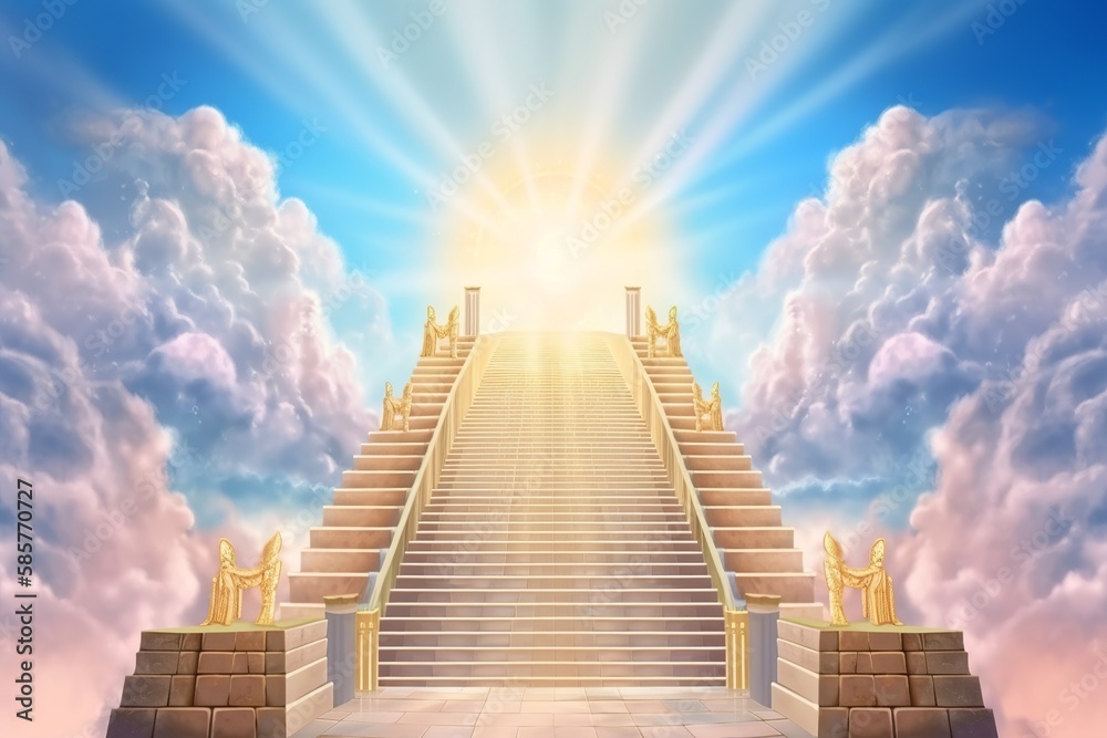 Heavenly stairway, Paradise gates, meeting God, Christianity symbol ...