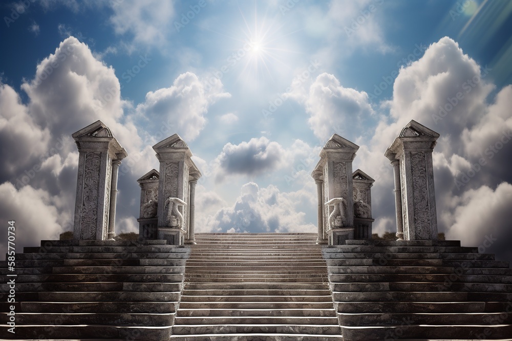Heavenly stairway, Paradise gates, meeting God, Christianity symbol ...
