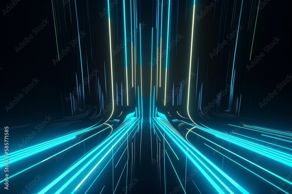 abstract neon background with glowing ascending lines, futuristic, and ...