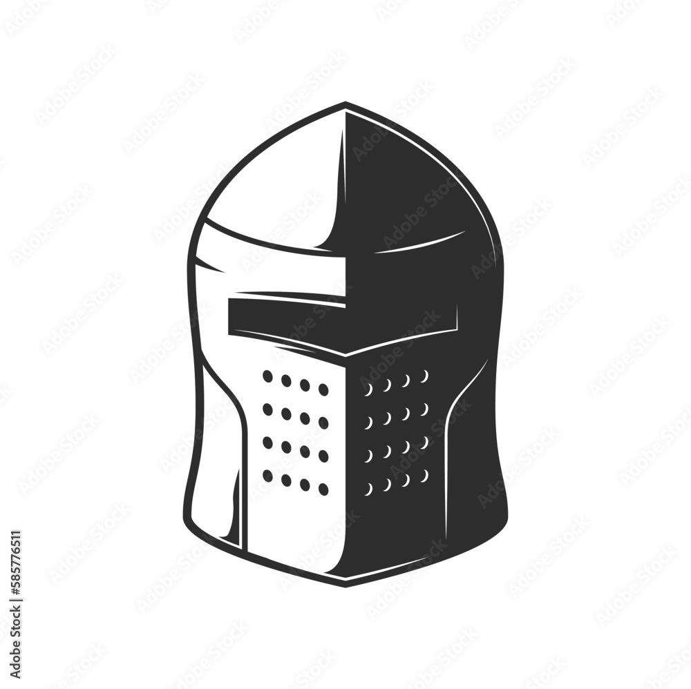 Knight warrior helmet, medieval army soldier or fighter heraldry armor ...