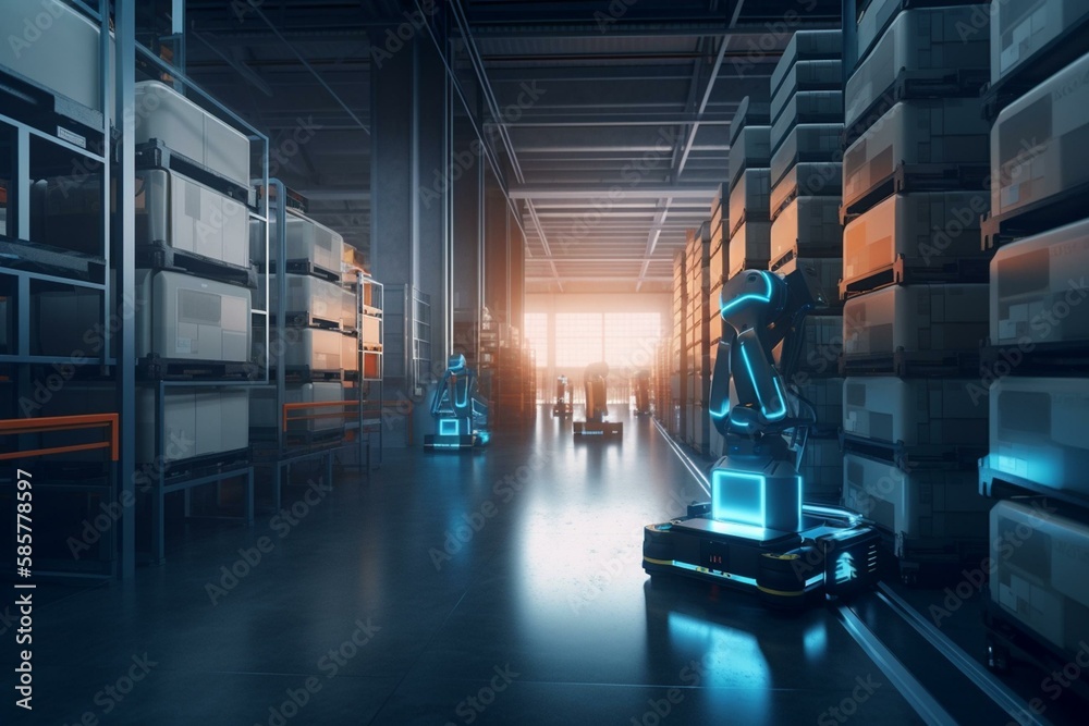Future Technology 3D Concept smart warehouse technology. Automated ... Future Technology 3D Concept smart warehouse technology. Automated ...