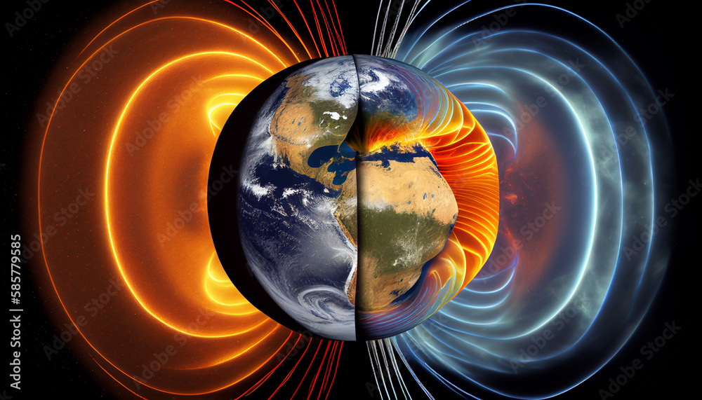 Veränderung Magnetfeld der Erde, Veranschaulichung, Generative AI Stock ...