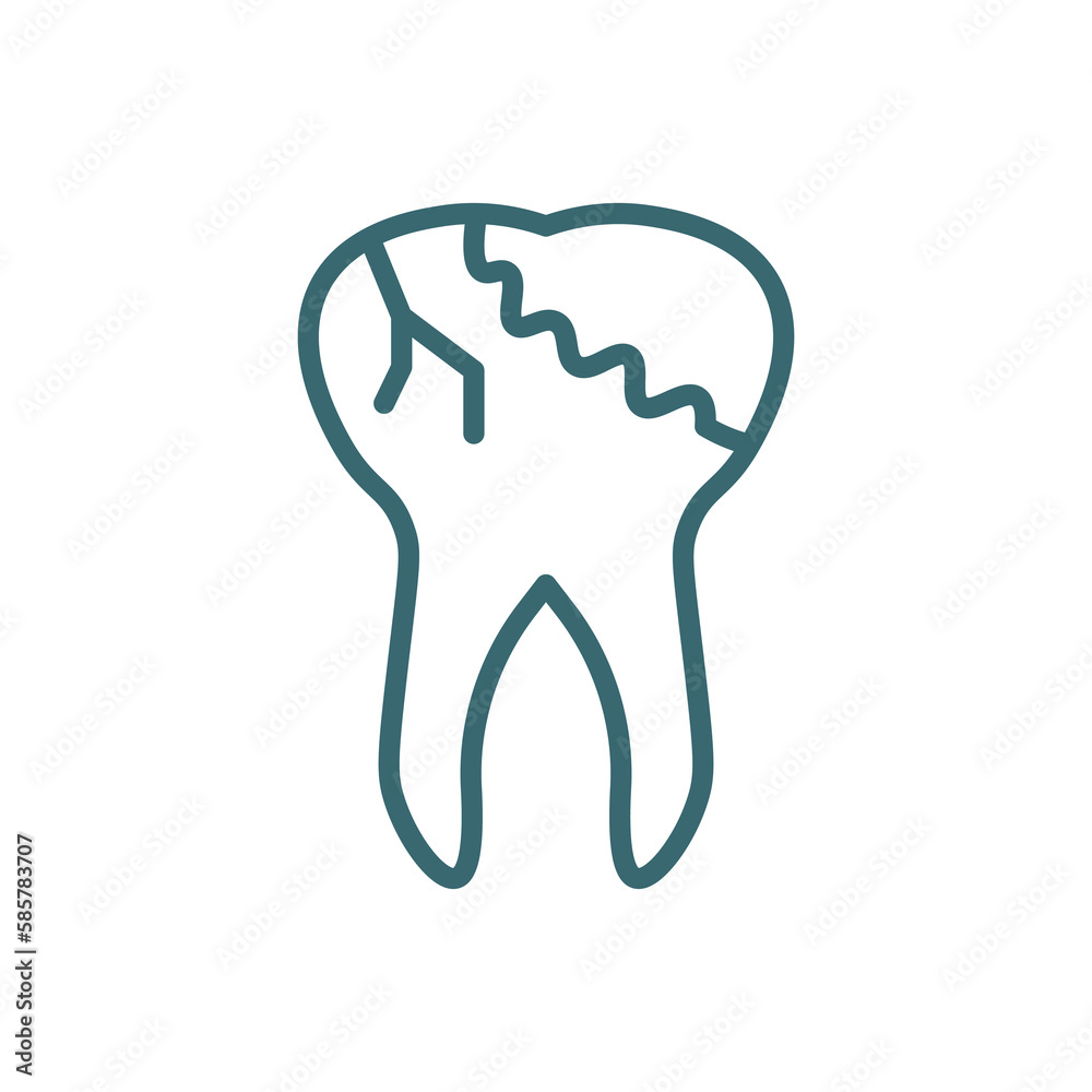 caries icon. Thin line caries icon from medical collection. Outline vector isolated on white ...