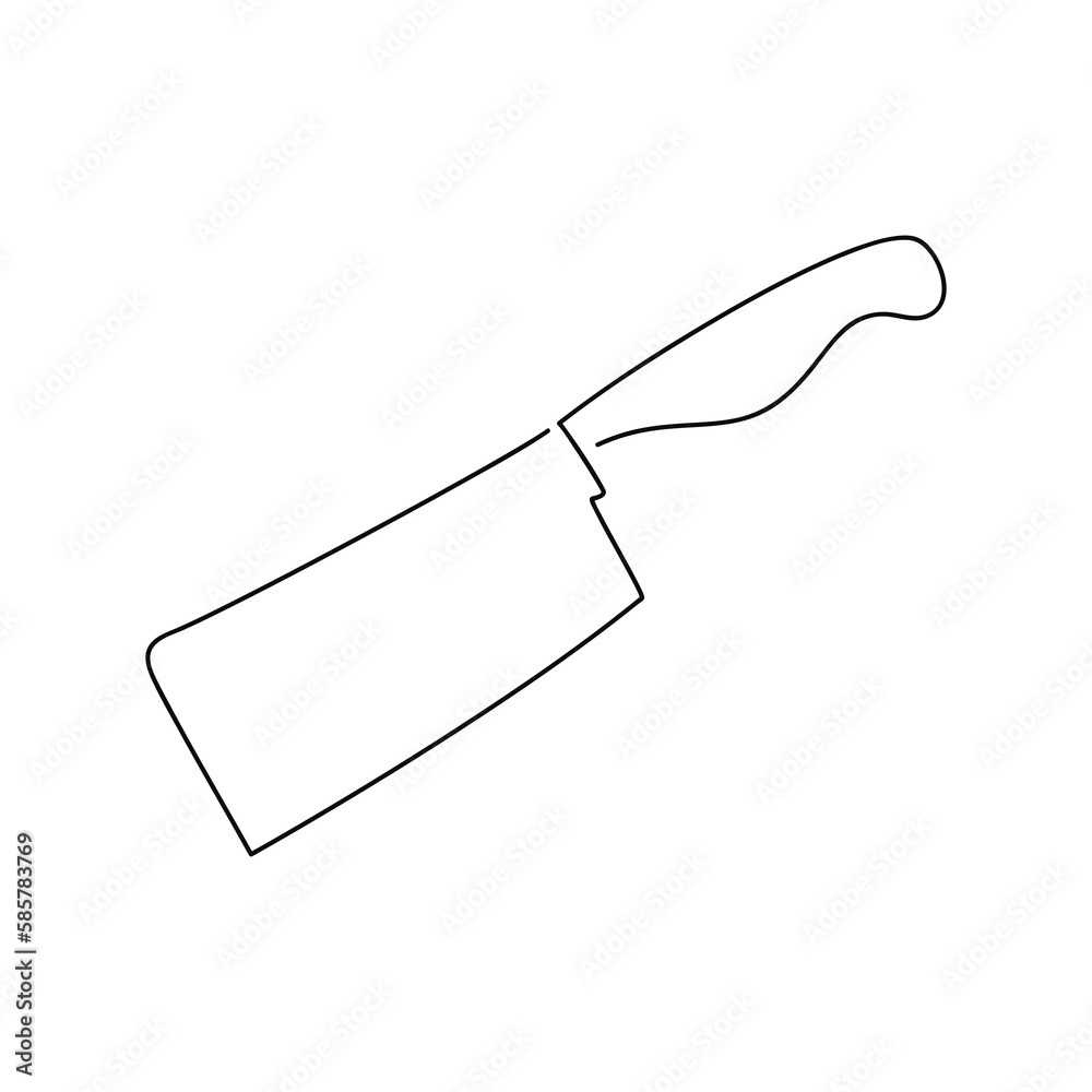 Vecteur Stock Vector cleaver chef knife one line continuous drawing ...