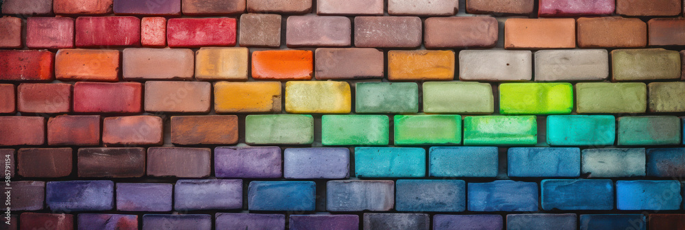 A brick wall with color background. A brick wall consisting of brick of ...