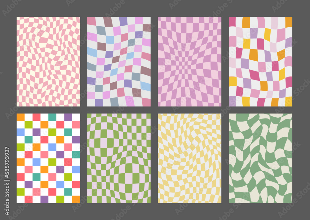 Cool Groovy Pattern Posters Collection. Set of Y2K Textures. Trendy ...