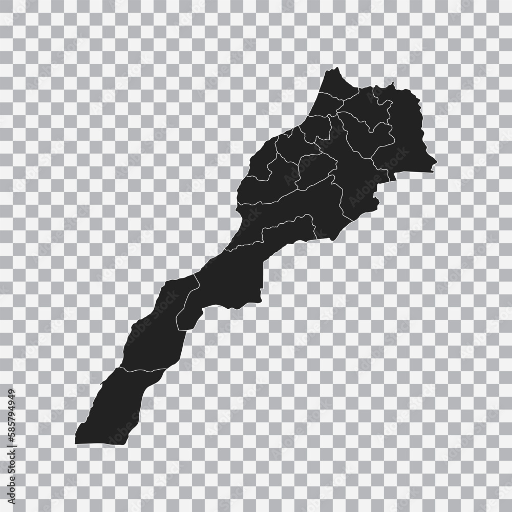 Political map of the Morocco isolated on transparent background. Vector ...
