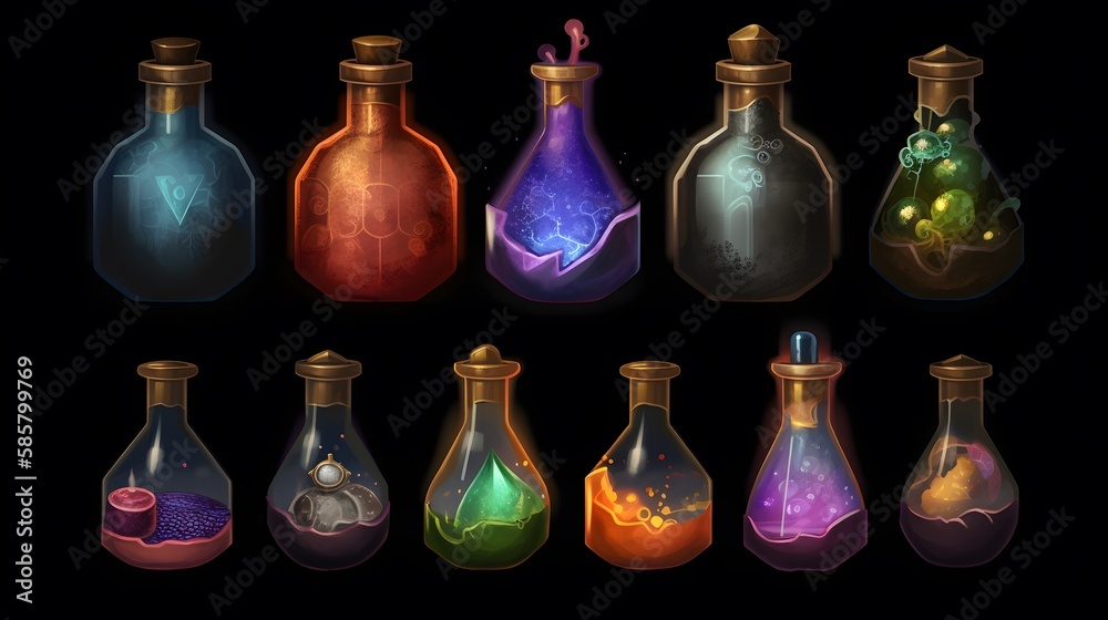 potion icons for games Stock Illustration | Adobe Stock