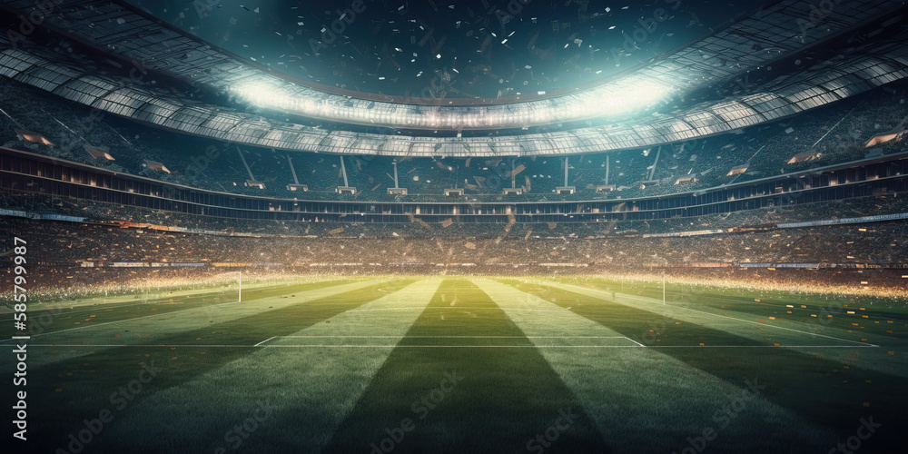 Big soccer stadium during a great championship final with falling ...