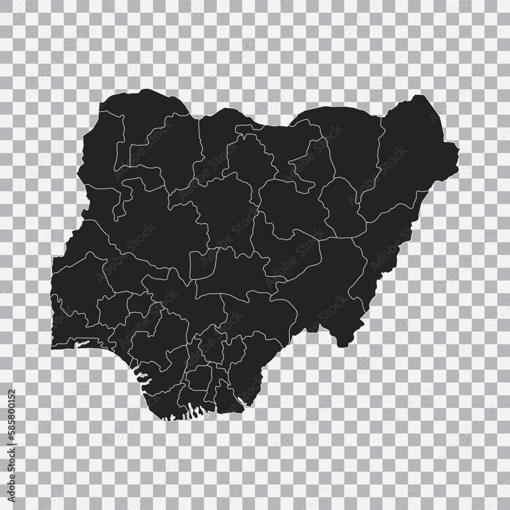 Political map of the Nigeria isolated on transparent background. Vector ...