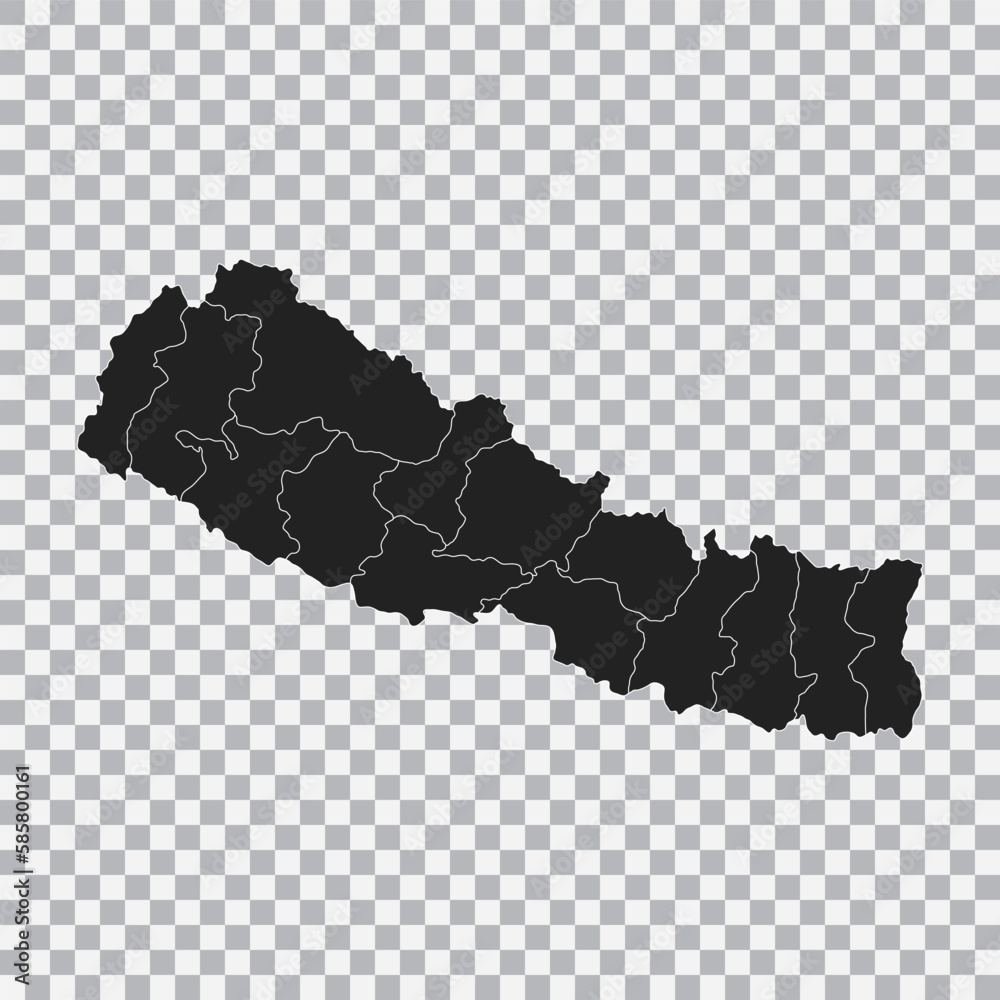 Political map of the Nepal isolated on transparent background. Vector ...