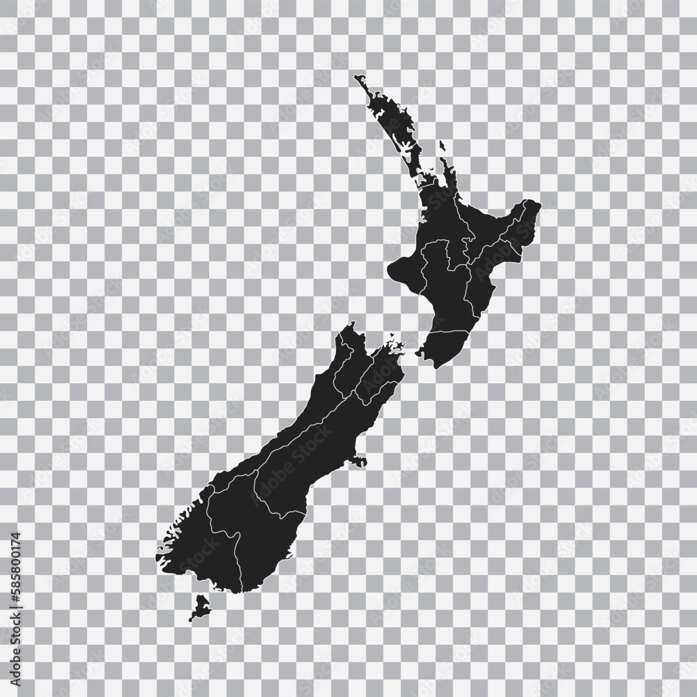 Political map of the New Zealand isolated on transparent background ...