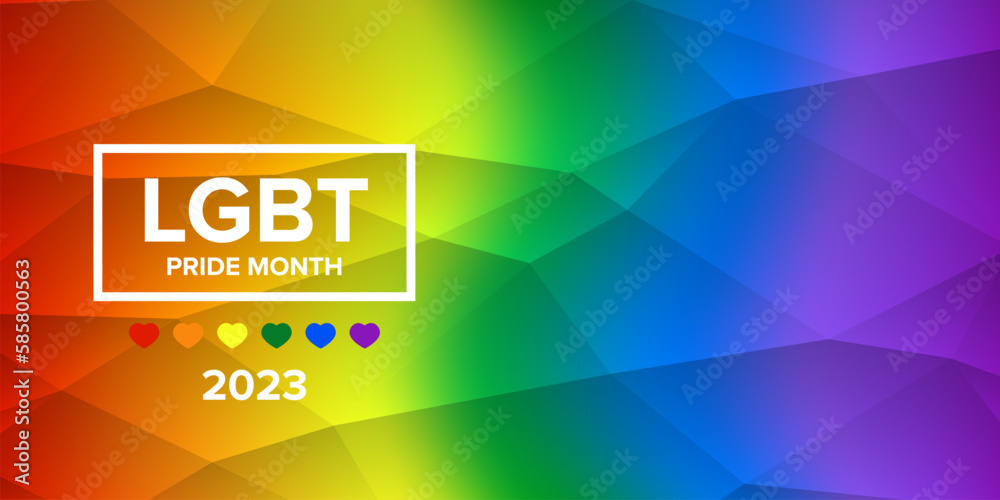 Pride month 2023 horizontal banner with gradient with pride colors flag ...