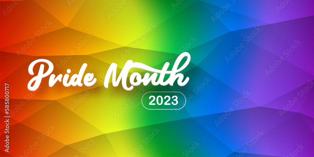 Pride month 2023 horizontal banner with gradient with pride colors flag ...