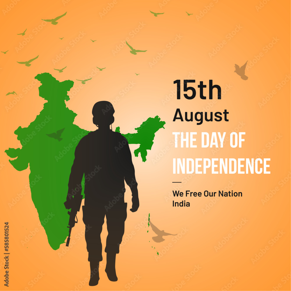 Happy Independence Day of India with a bold color scheme that ...