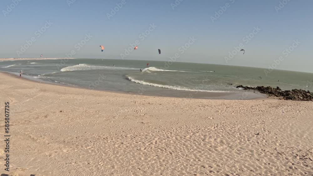Vidéo Stock Timelapse is located on a beach in the sea of Dakhla gulf ...