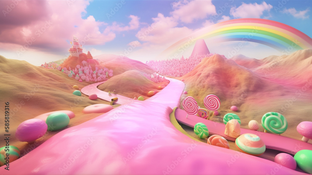 candy land, candy, concept art, pink, sweet, perspective, fantasy ...