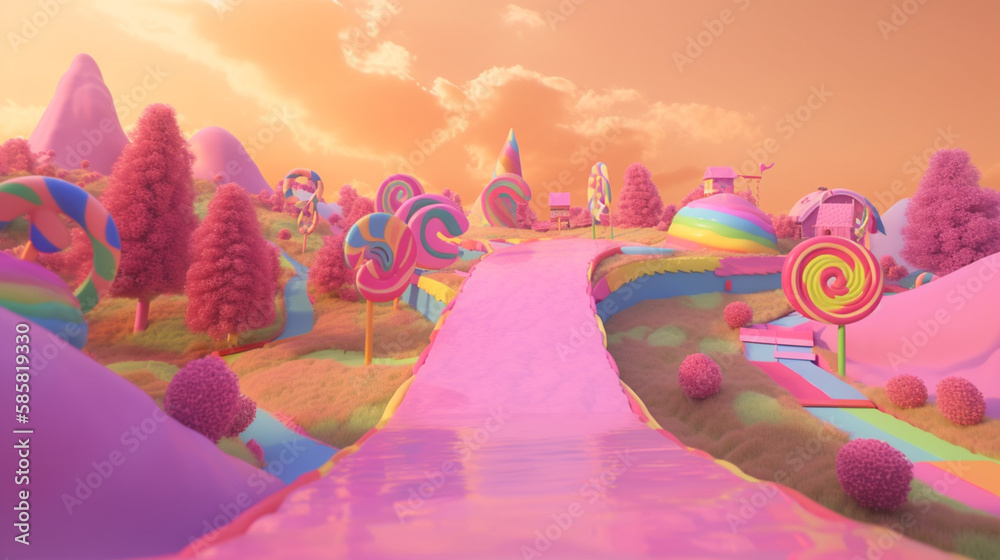 candy land, candy, concept art, pink, sweet, perspective, fantasy ...