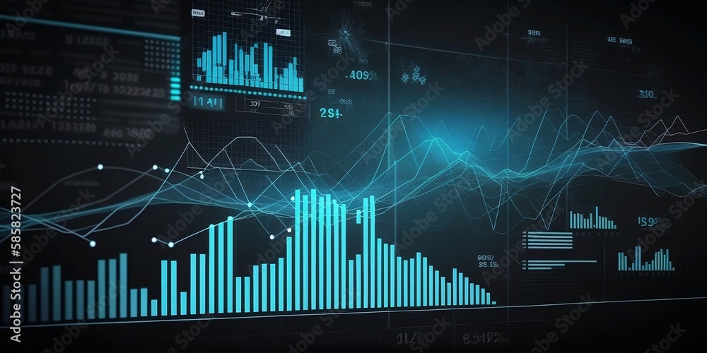 Blue Neon Data Visualisation, AI Generated Stock Illustration | Adobe Stock