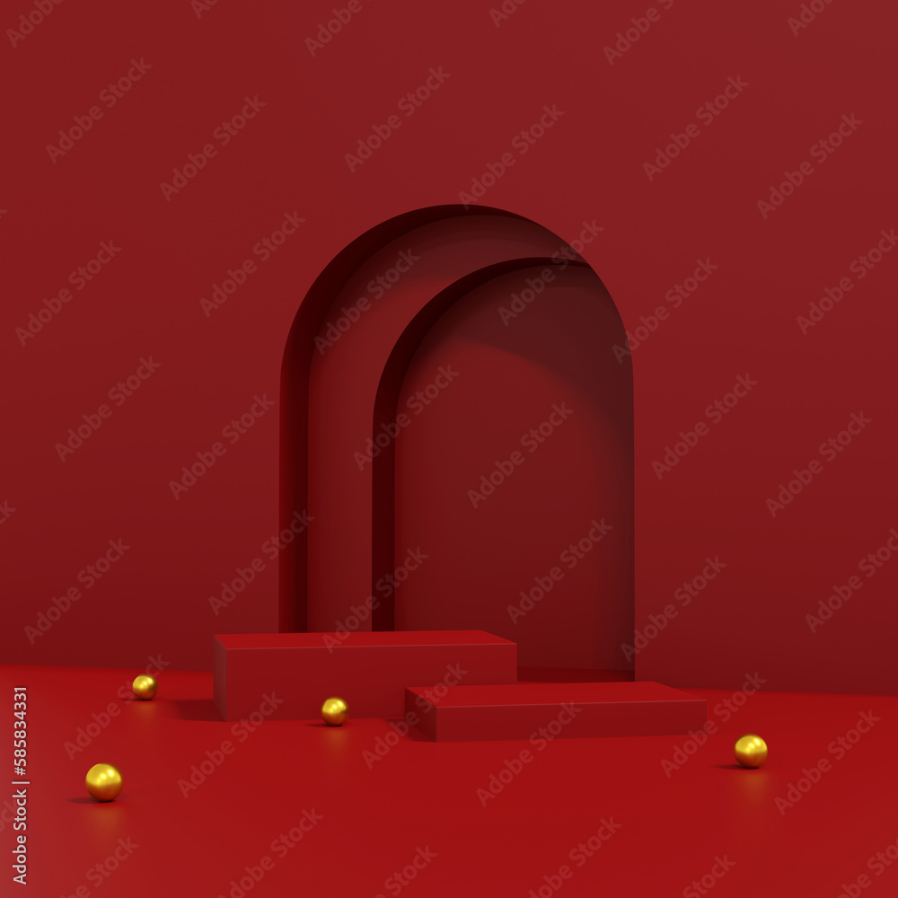 red podium minimal on stage with sweet red platform. stage to show ...