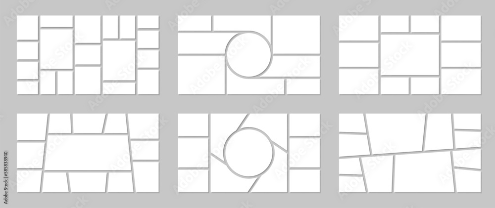 Photo mosaic collage. Vector templates of different shapes for adding ...